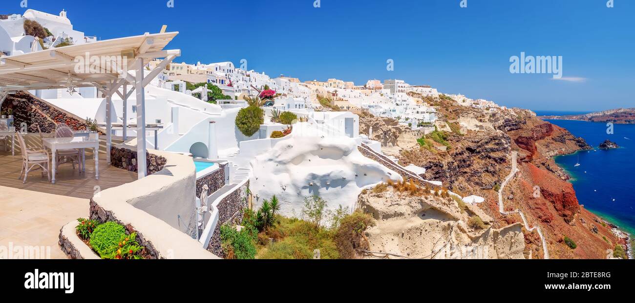 Amazing sea view on Traditional white cave house on Santorini island ...