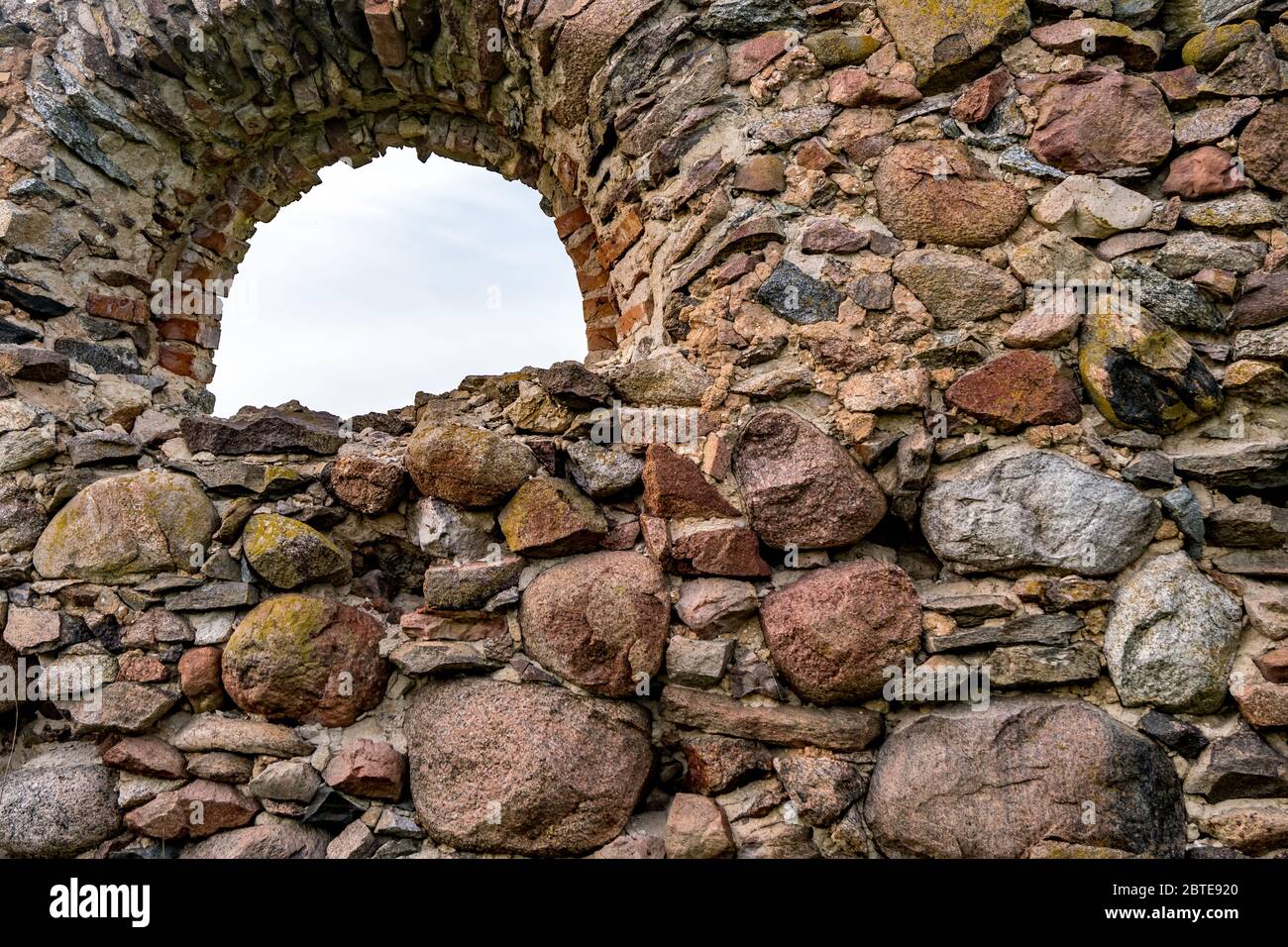 surface of an old wall of huge stones of a destroyed building Stock ...