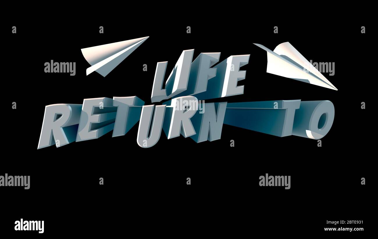 White inscription Life return to on a black background with paper ...