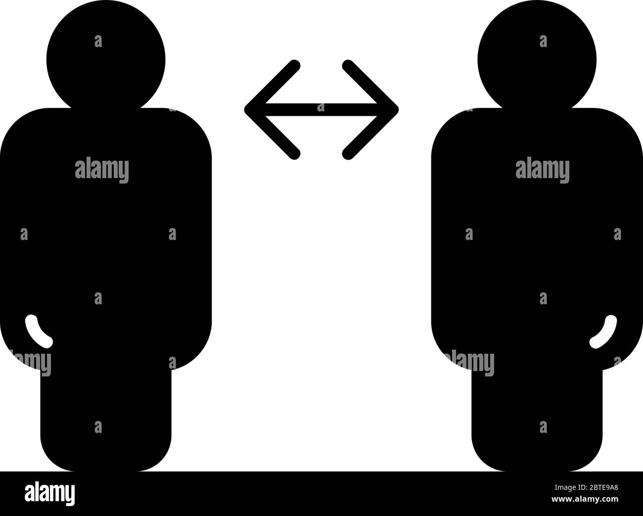 Social distancing vector black icon. Logo for keep your distance in ...