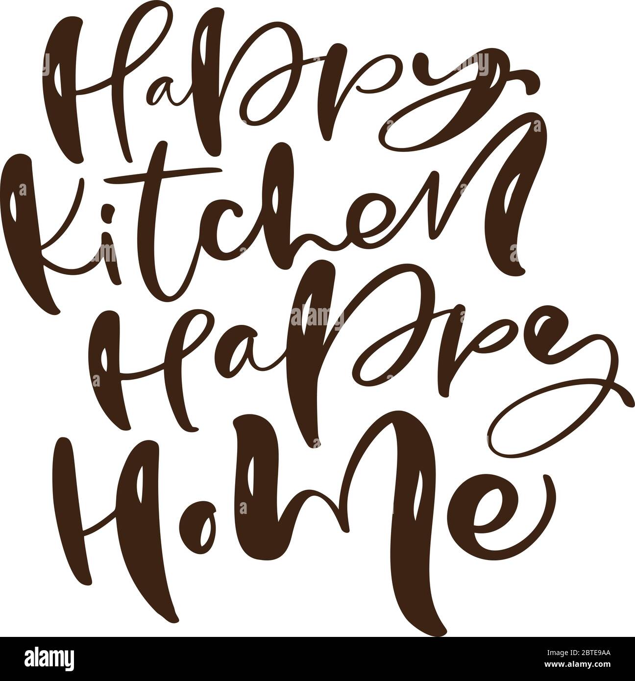 Happy Kitchen Happy Home calligraphy lettering vector cooking text for ...