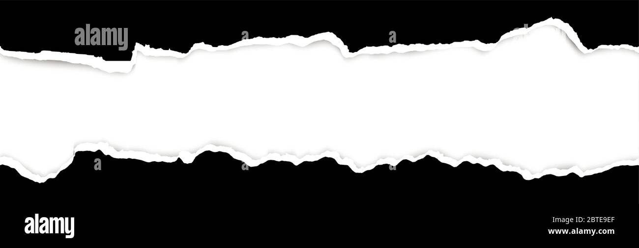 upper and lower part of ripped open paper colored black Stock Vector ...