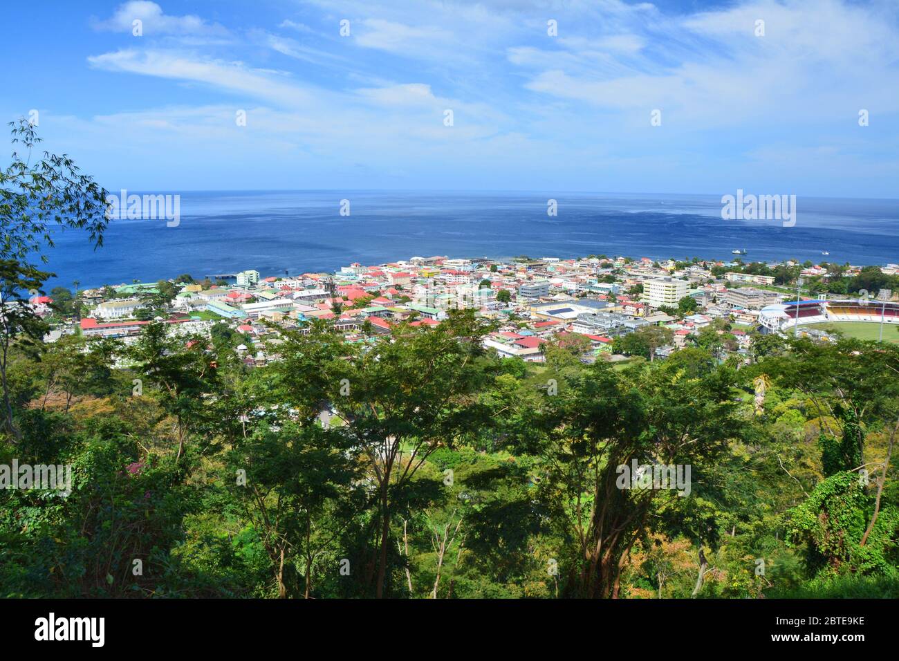 Scenic view of Roseau town and sea, Dominica island Stock Photo - Alamy