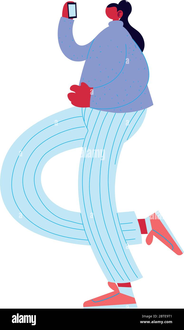 Woman cartoon with smartphone chatting design, Message chat and ...