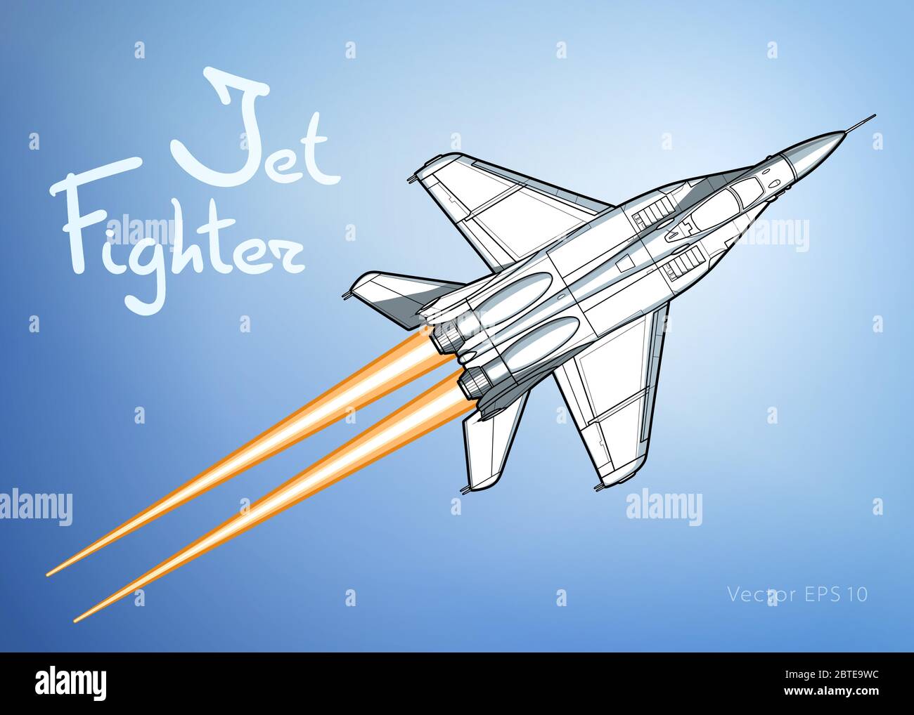 Modern Russian jet fighter aircraft. Vector draw Stock Vector Image ...