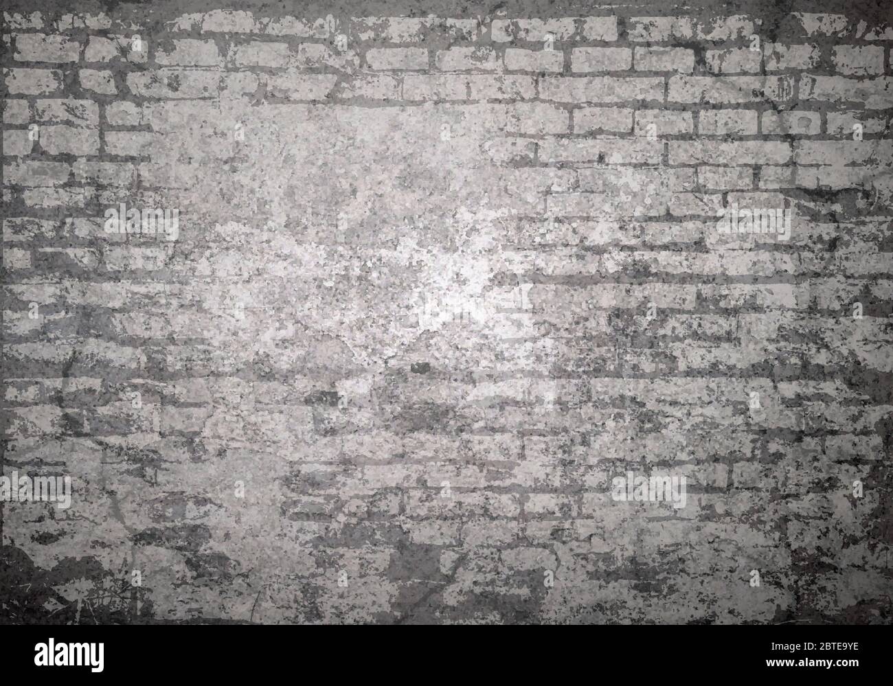 Grunge decayed faded blank brick wall background with copy space for ...
