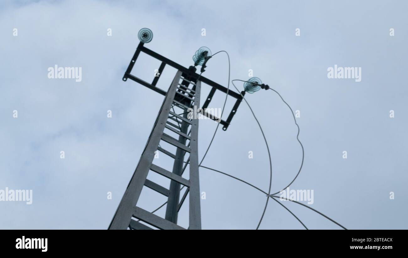Broken power line pylon hi-res stock photography and images - Alamy