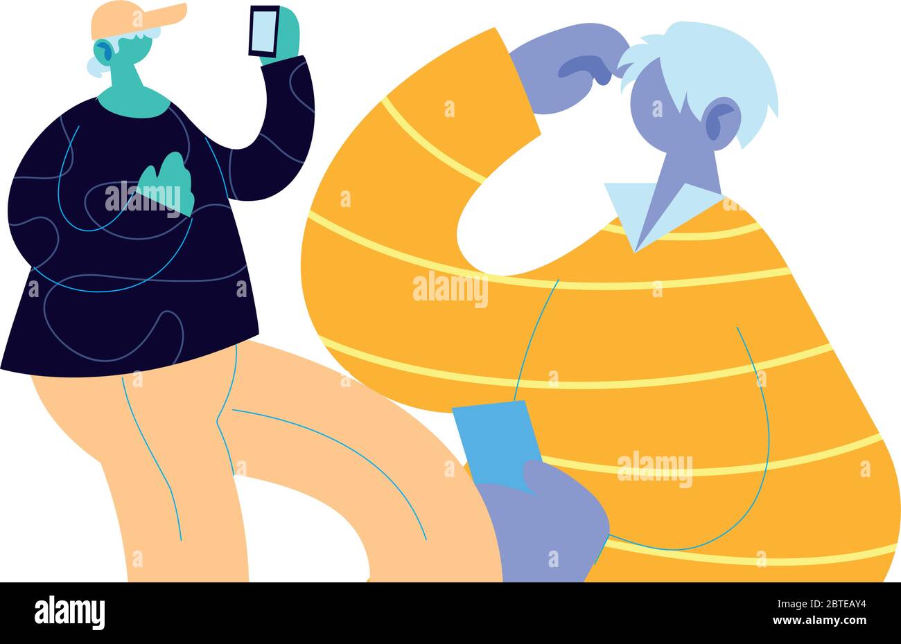 Men cartoons with smartphones chatting design, Message chat and ...