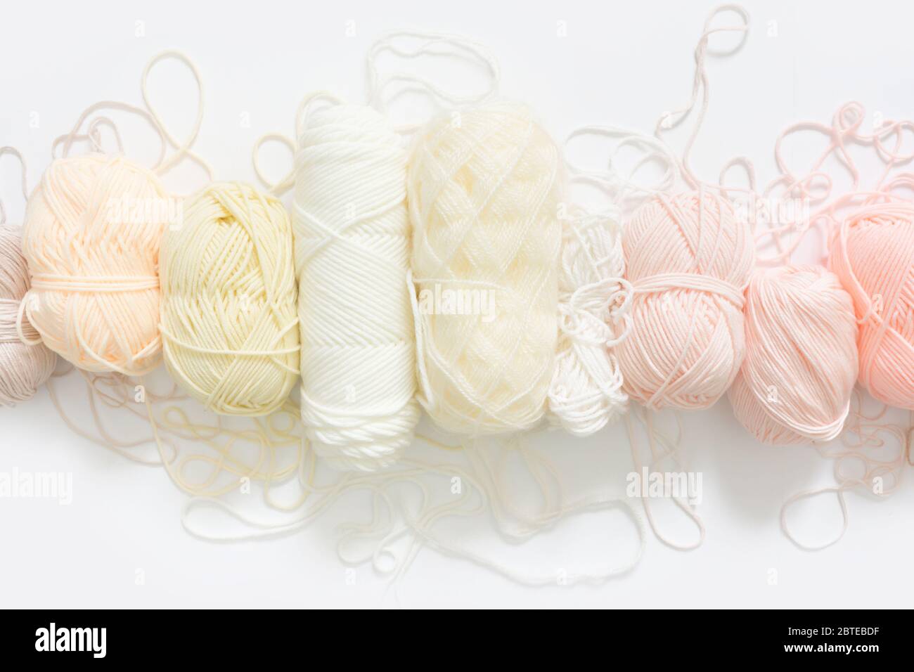 Wool and cotton yarn for knitting of neutral natural color. Background ...