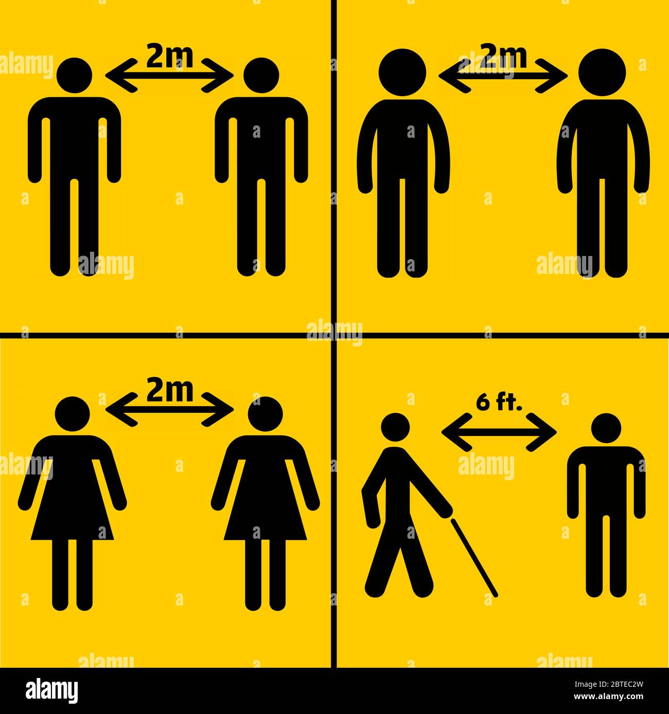 Maintain Social Distancing Icons. Set of 4 icons with social distancing ...