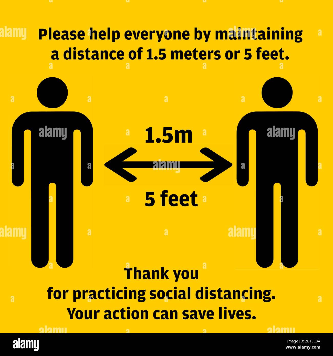 Social Distance Pictogram. Maintain 1.5 meters or 5 feet from anyone ...