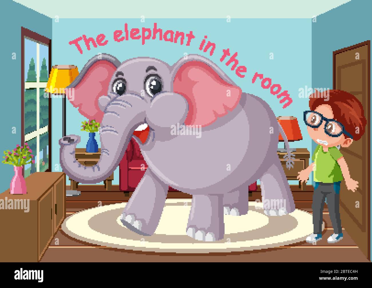 English idiom with picture description for elephant in the room on ...