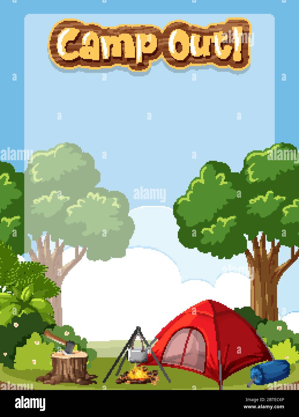 Background template with camping theme illustration Stock Vector Image ...