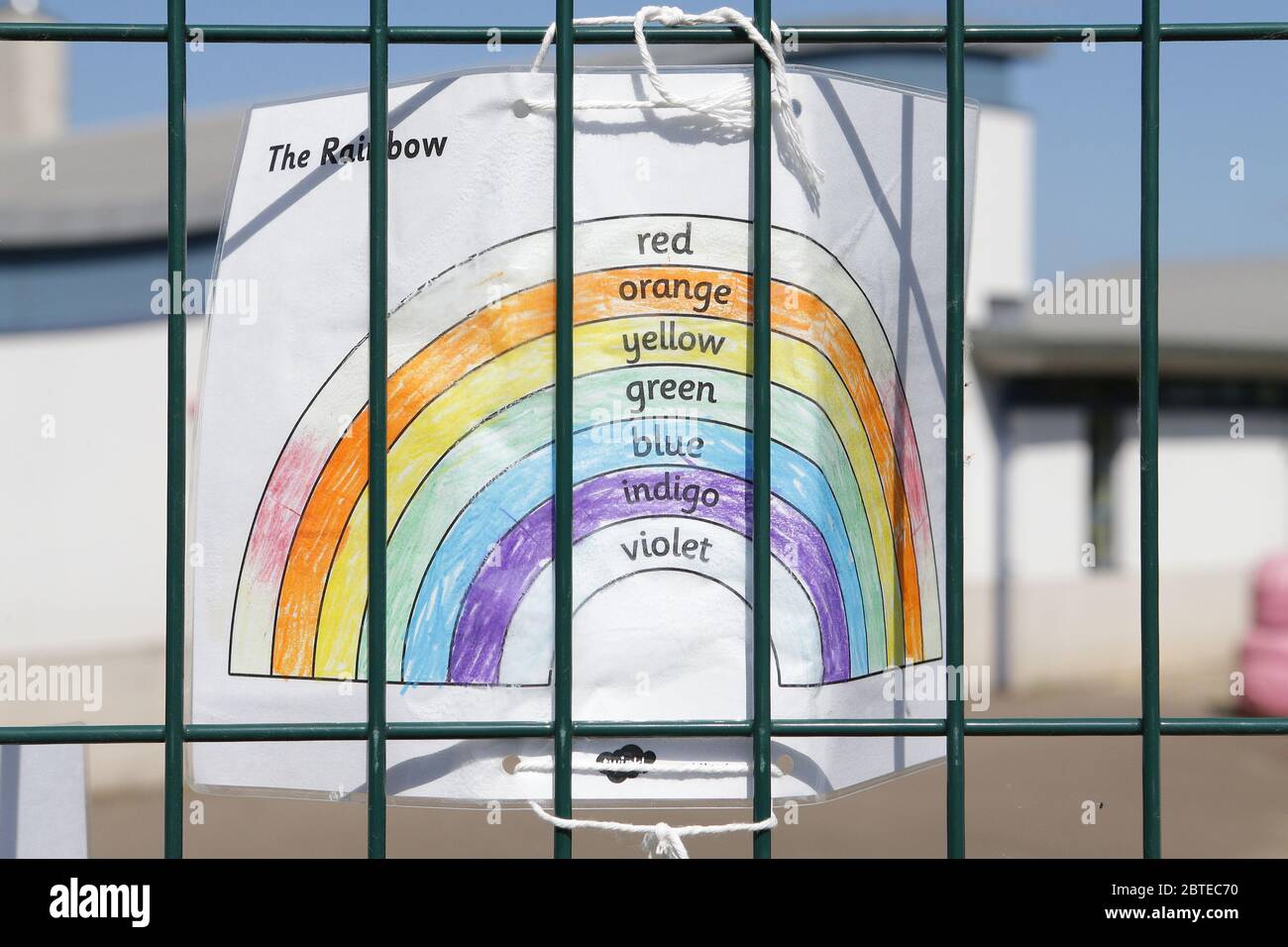 Rainbow signs in support of NHS staff and other key-workers outside ...