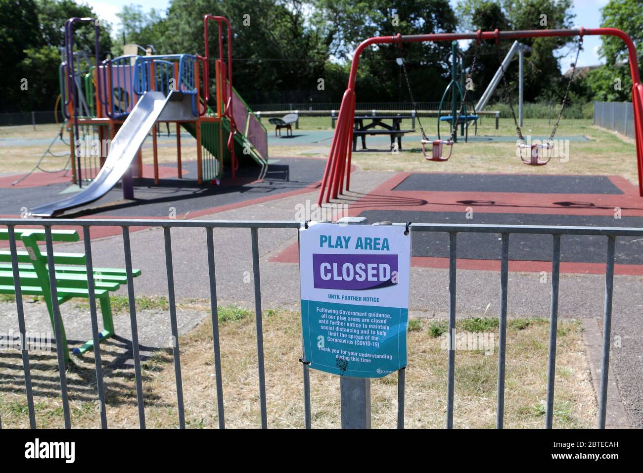 A 'play area closed until further notice sign' outside the children's ...