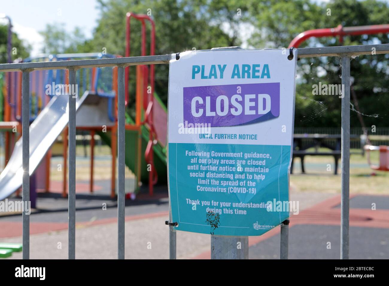A 'play area closed until further notice sign' outside the children's ...