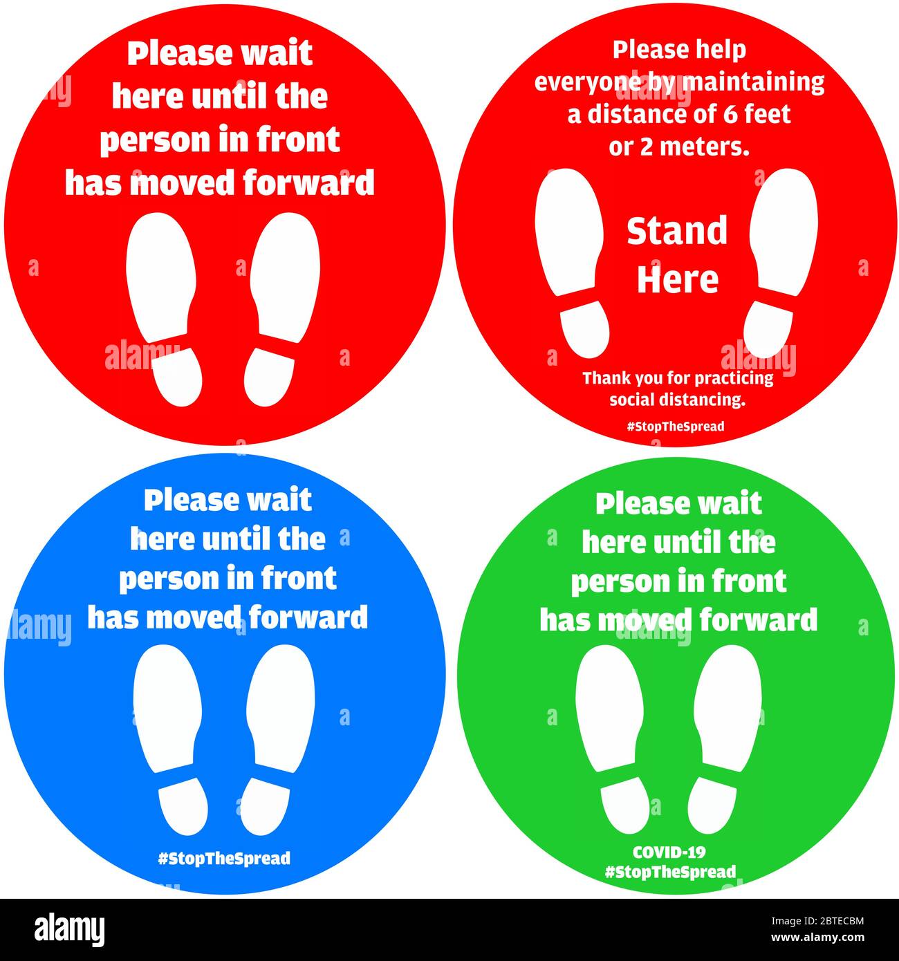Set of 4 Floor sticker with foot prints and social distancing message ...