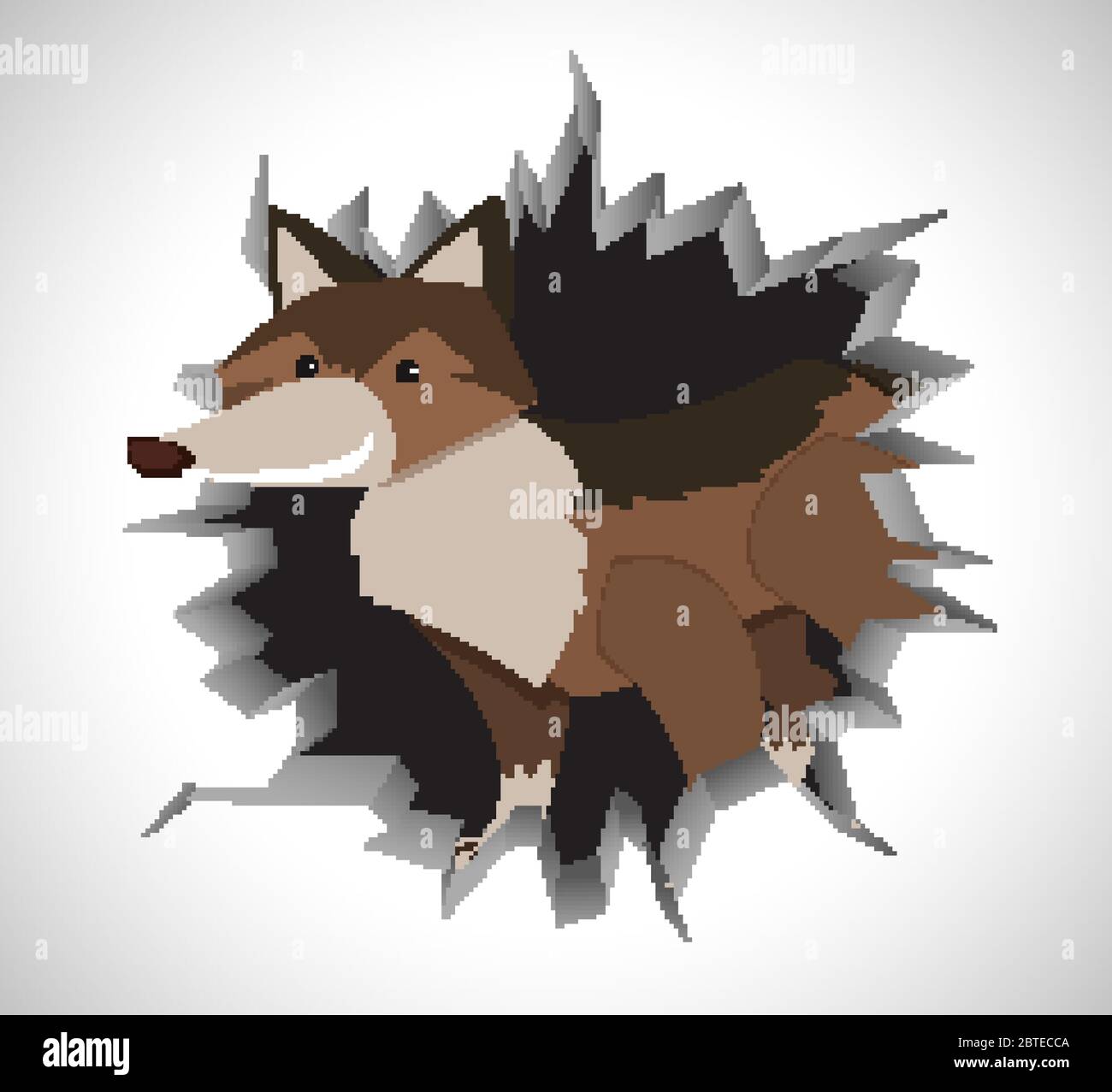 Wild wolf coming out of cracked wall illustration Stock Vector Image ...