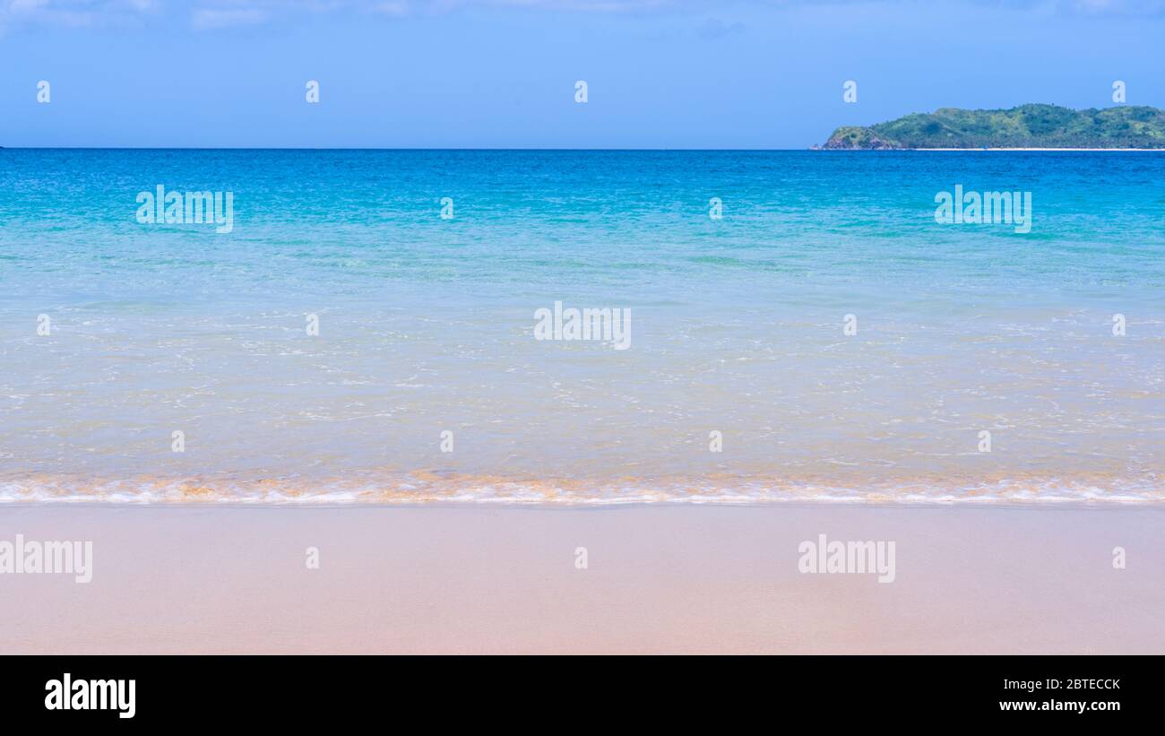 Beautiful amazing gold colored sandy beach with soft waves isolated ...