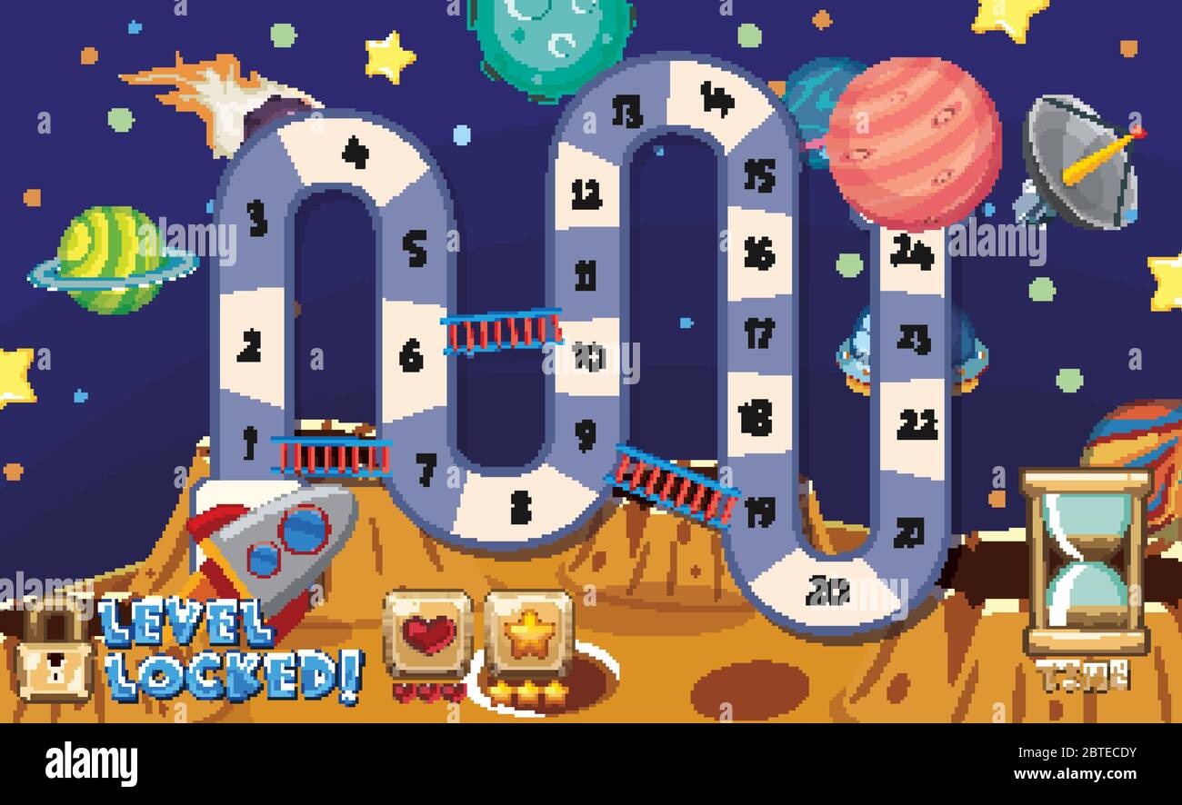 Boardgame template with space background illustration Stock Vector ...