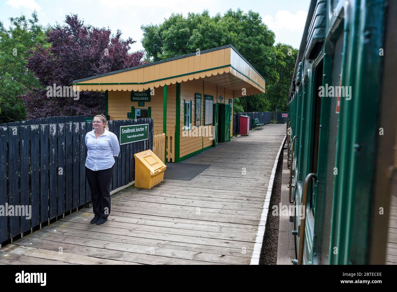 Platform superintendent at Smallbrook Junction station, Isle of Wight ...