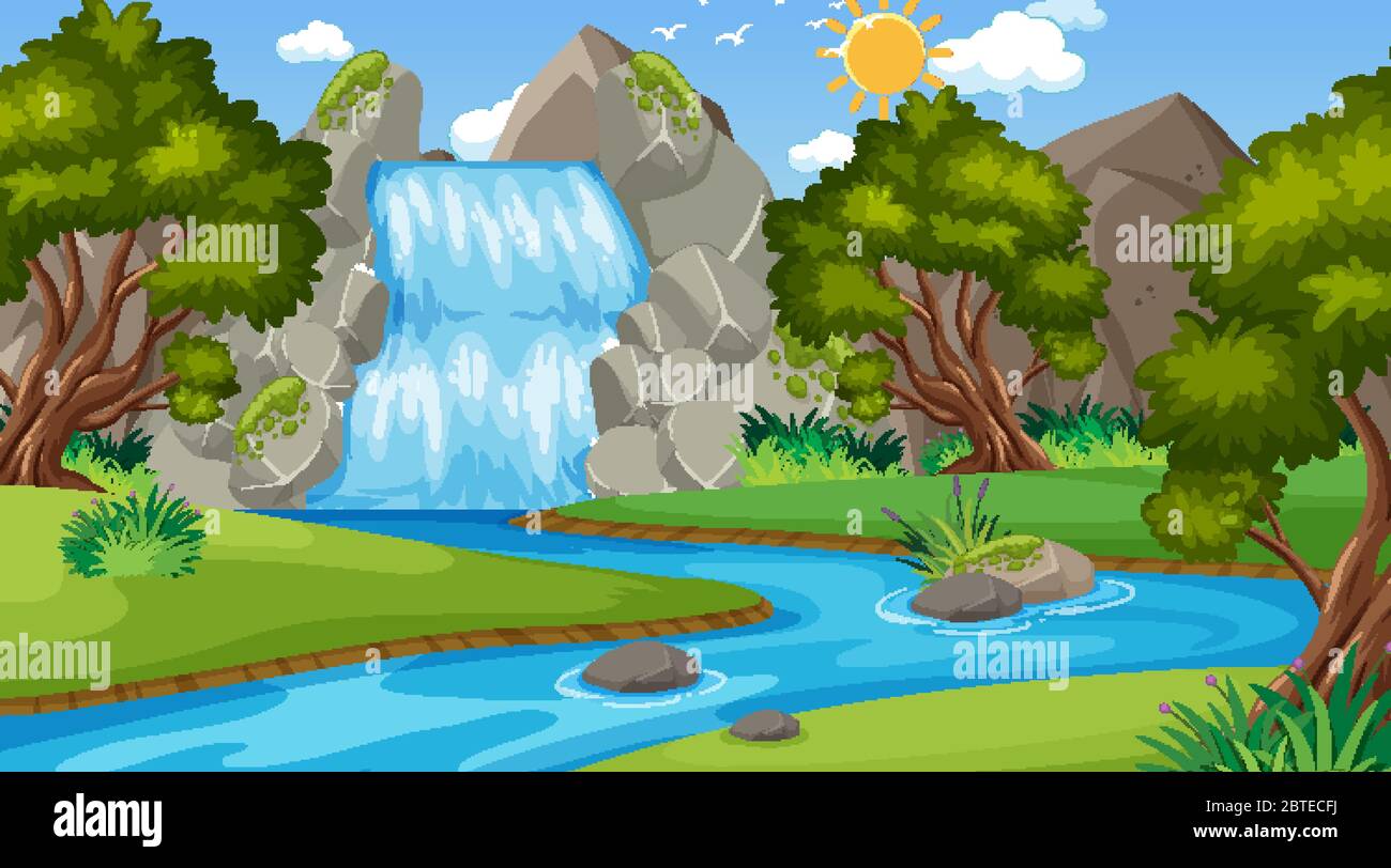 Background scene with many trees in the park illustration Stock Vector ...