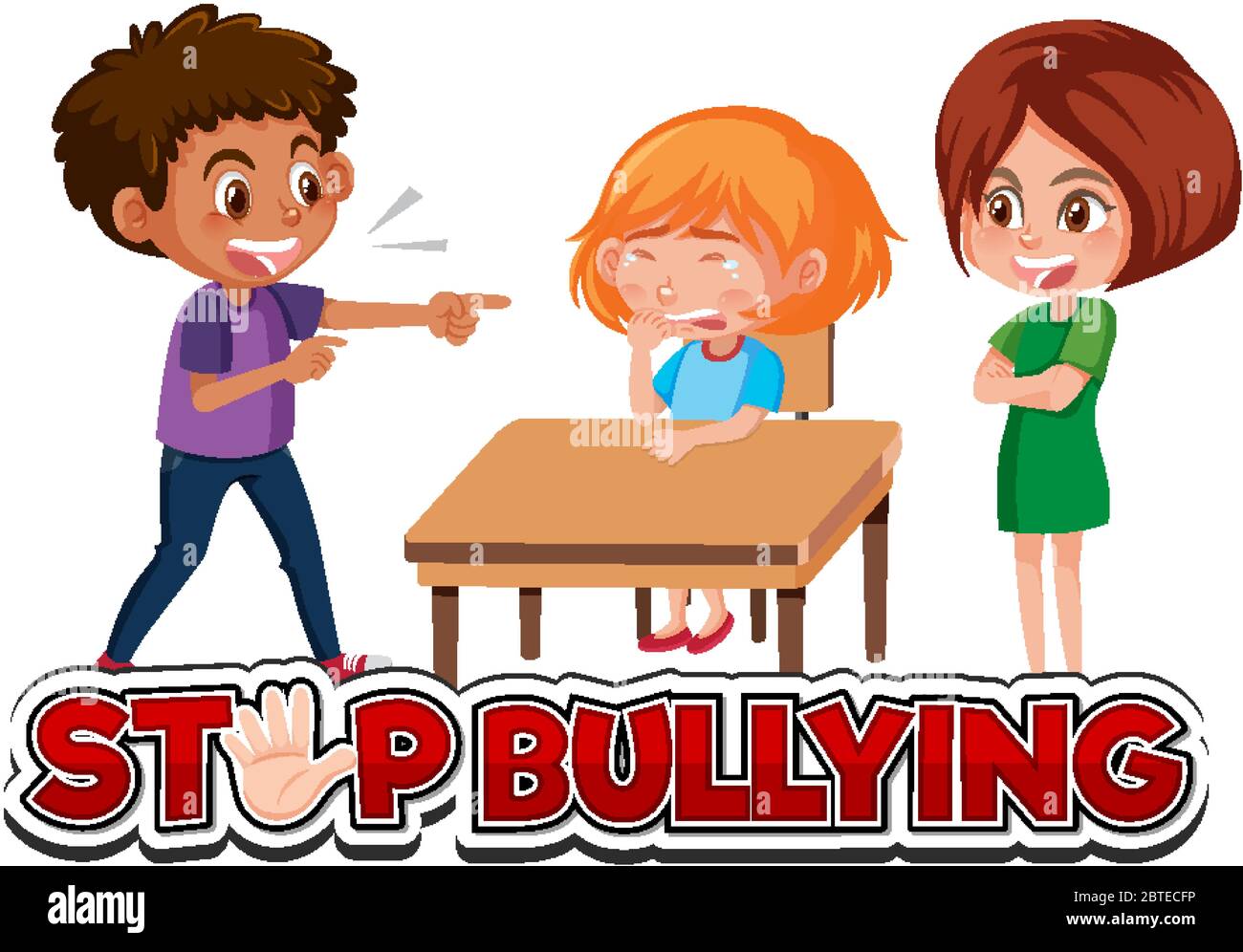 Stop domestic violence font design with kids bullying friend ...