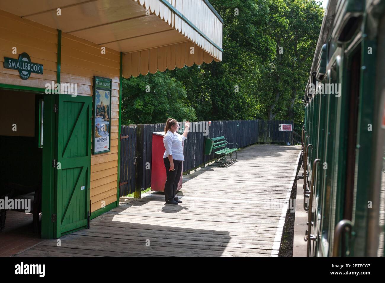Platform superintendent at Smallbrook Junction station, Isle of Wight ...
