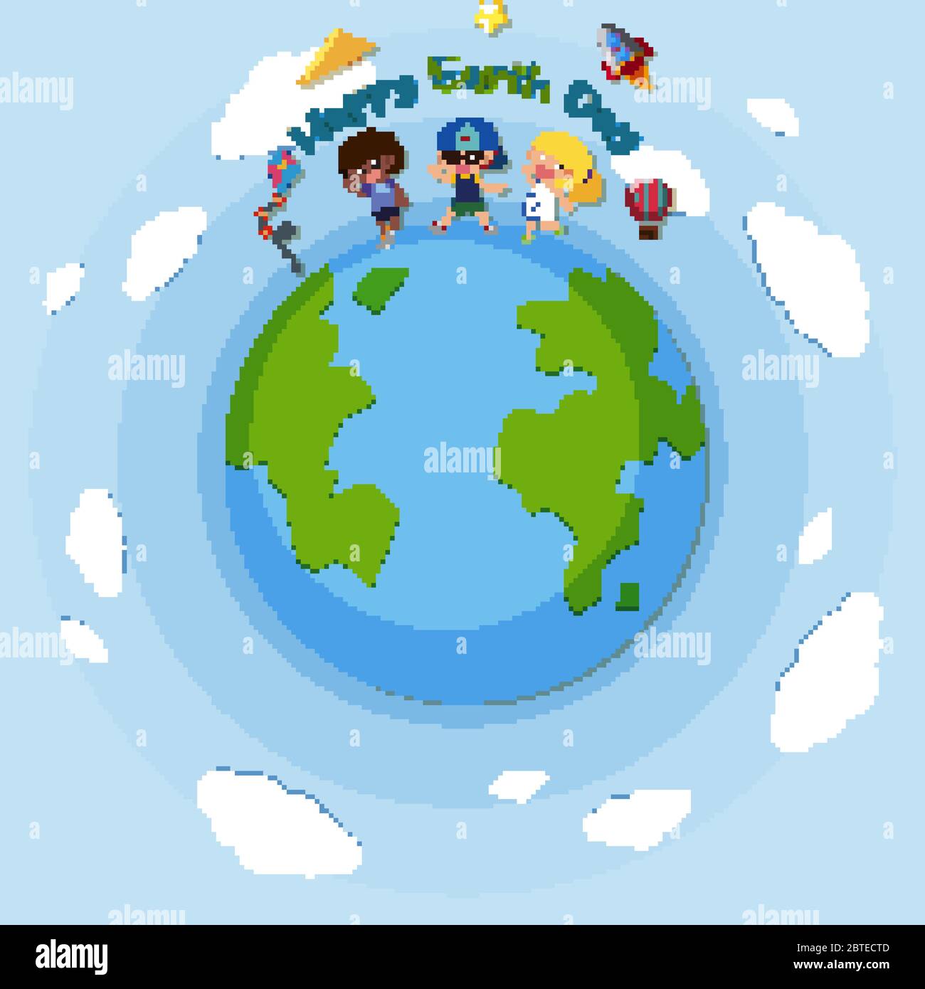 Poster design for happy earth day with children on earth illustration ...