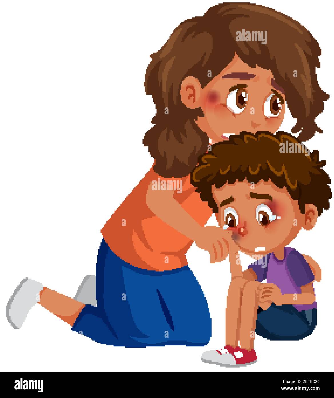 Two People Crying Together Cartoon