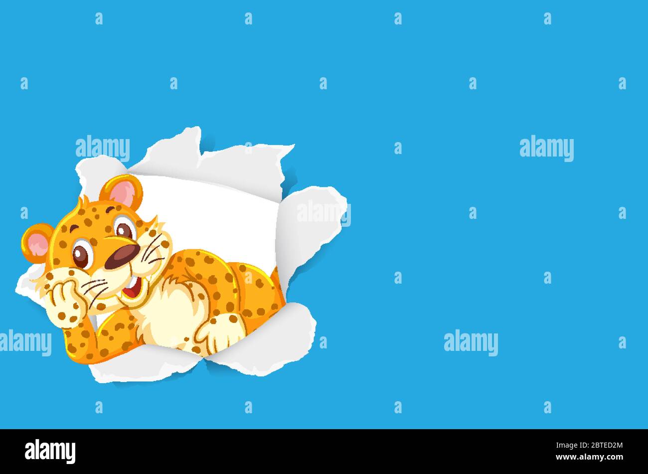Background template design with wild tiger on blue paper illustration ...