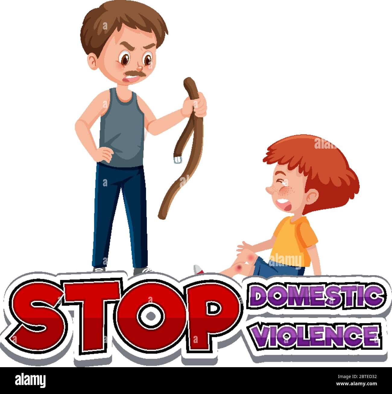 Stop domestic violence font design with dad bullying little girl ...
