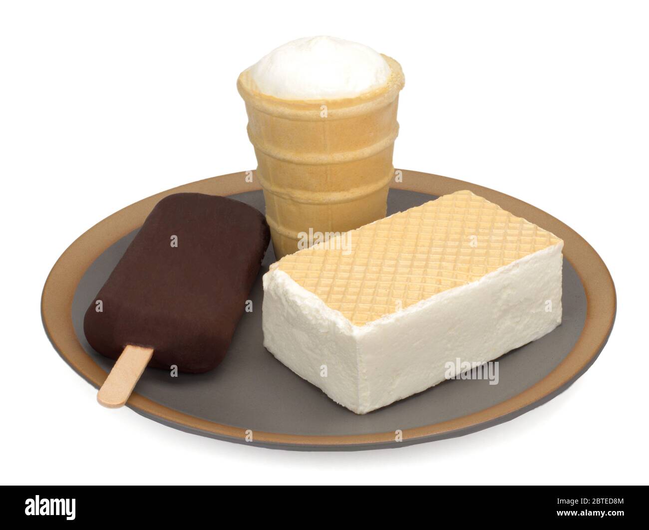 Set of ice cream in a plate isolated on white background Stock Photo ...