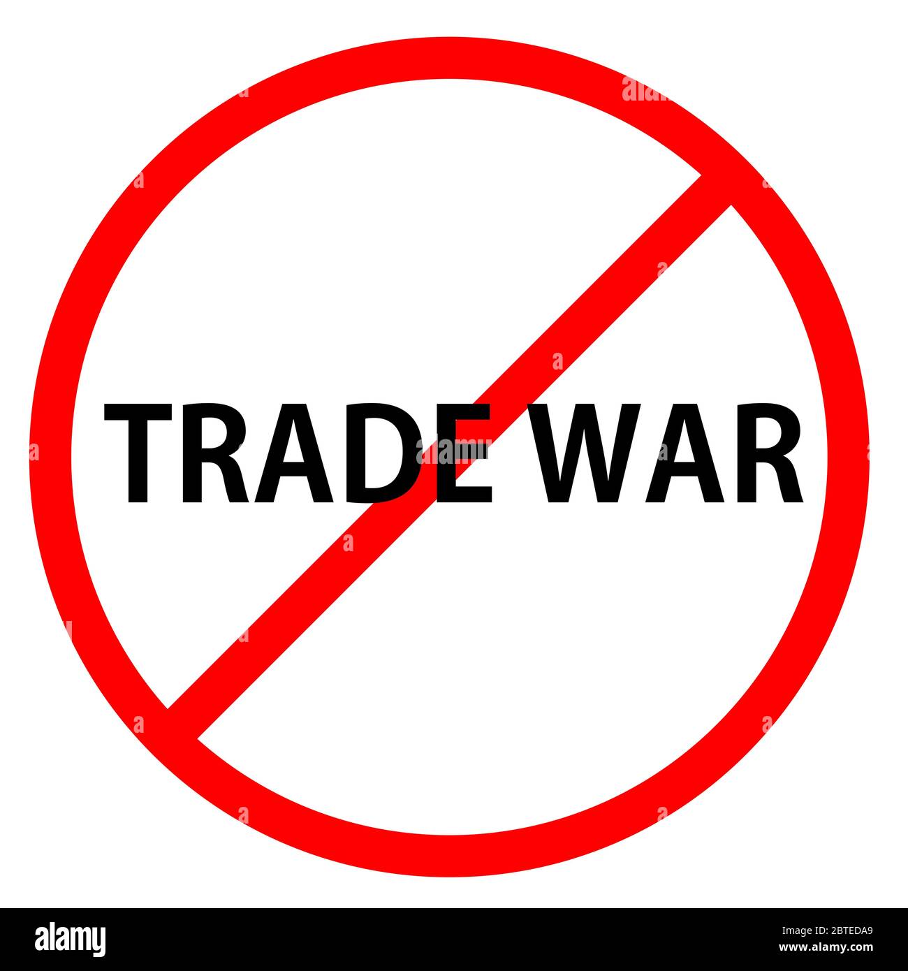 Text TRADE WAR is in red circle With red line projected through the ...