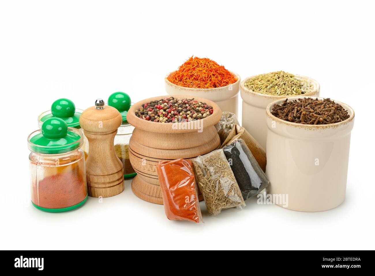 set different spices isolated on white background Stock Photo - Alamy
