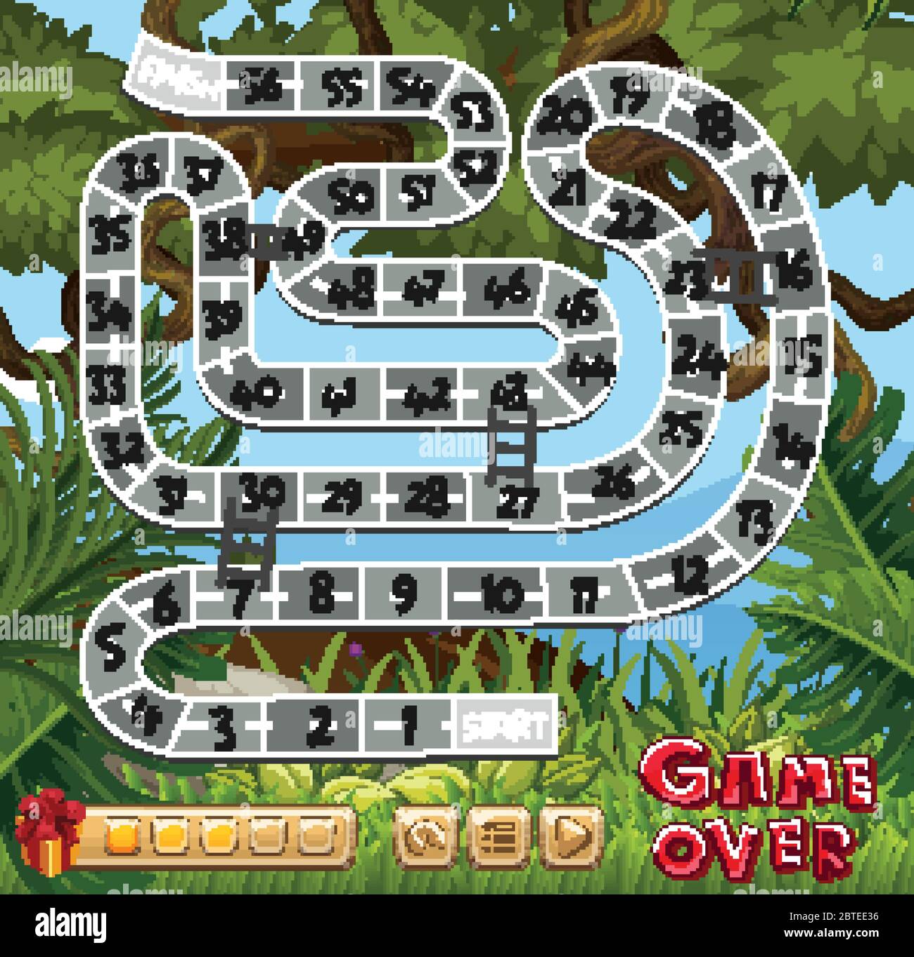 Boardgame template with green forest background illustration Stock ...