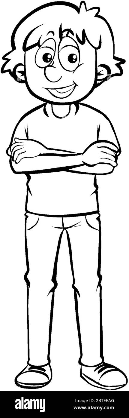 Doodle drawing of happy man on white background illustration Stock ...