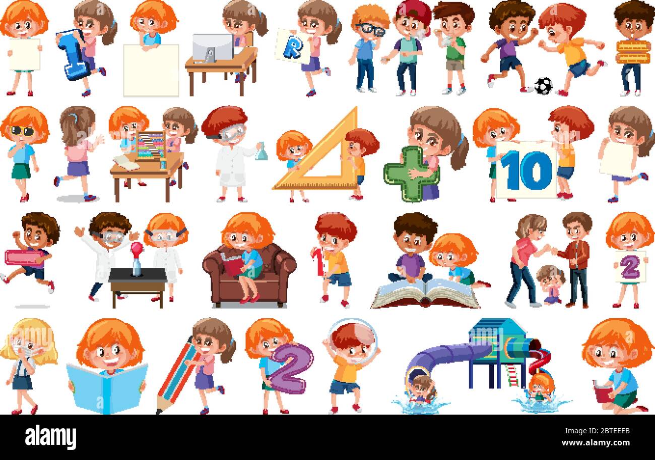 Set of children cartoon character illustration Stock Vector Image & Art ...