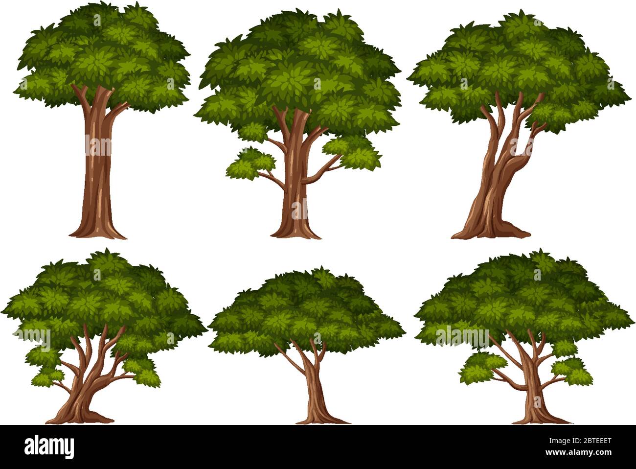 Big green trees on white background illustration Stock Vector Image ...