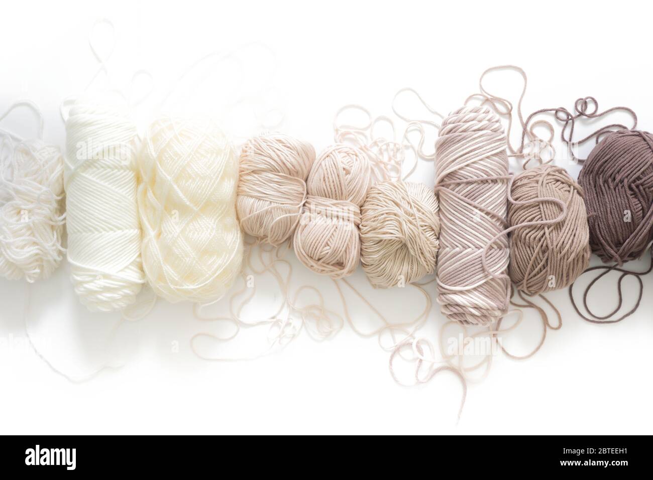 Wool and cotton yarn for knitting of neutral natural color. Background ...