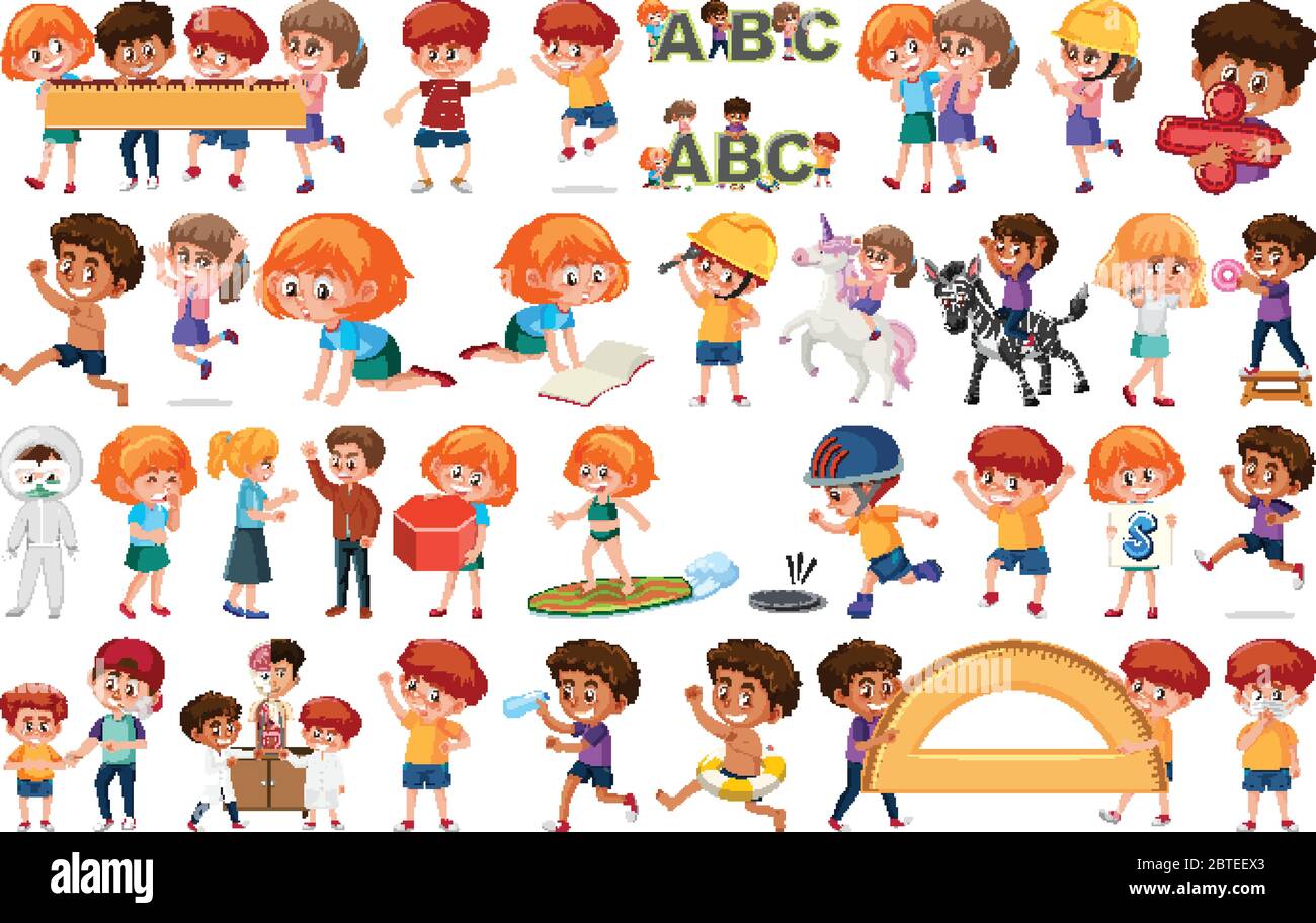 Set of children cartoon character illustration Stock Vector Image & Art ...