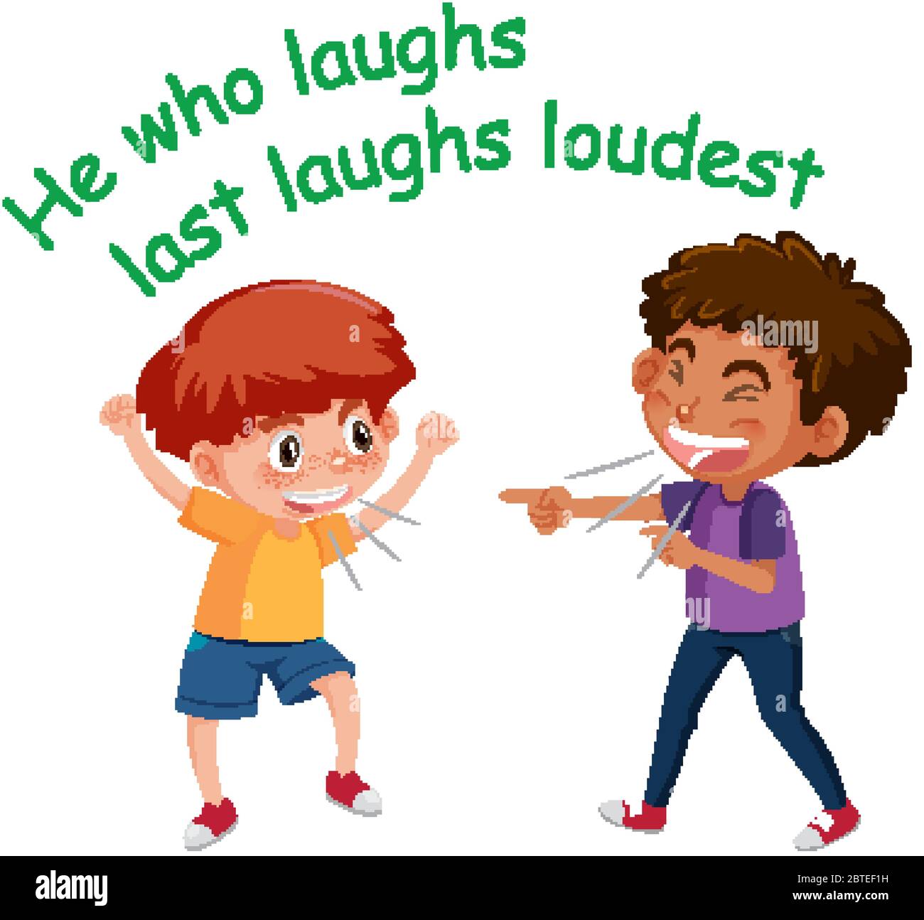 English idiom with picture description for he who laughs last laughs ...