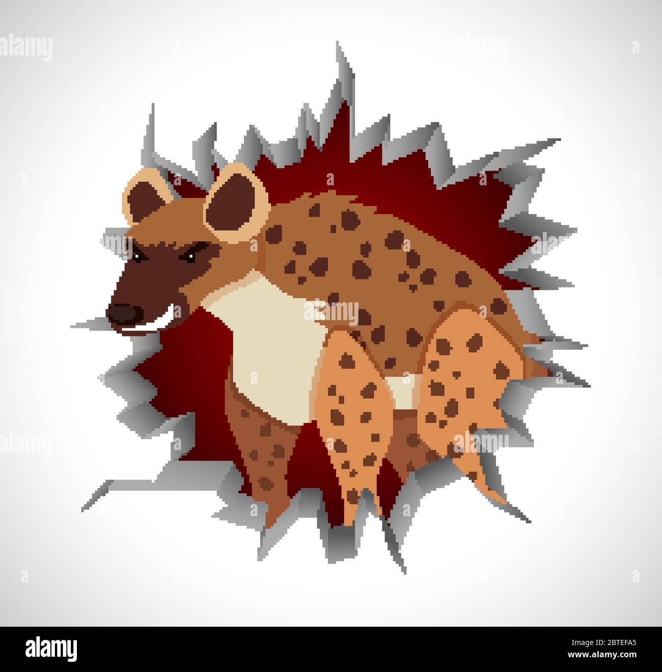 Angry hyena coming out of cracked wall illustration Stock Vector Image ...