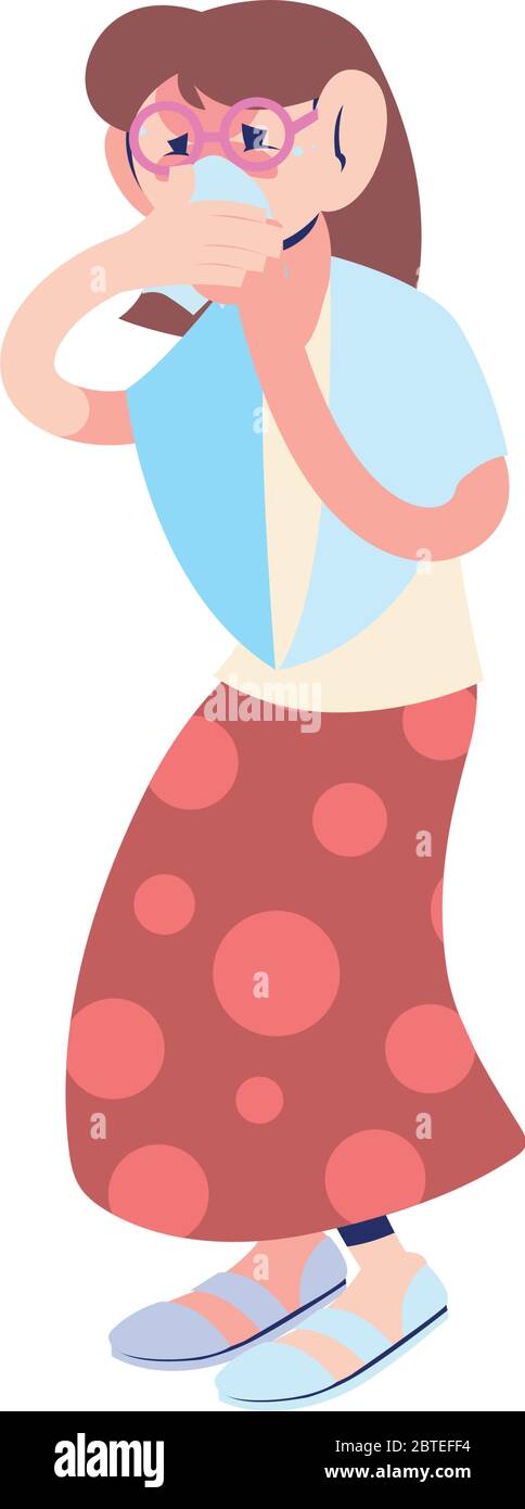 young woman with virus symptoms vector illustration design Stock Vector ...