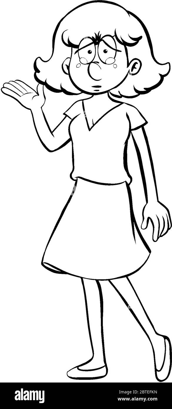 Doodle drawing of crying woman on white background illustration Stock ...