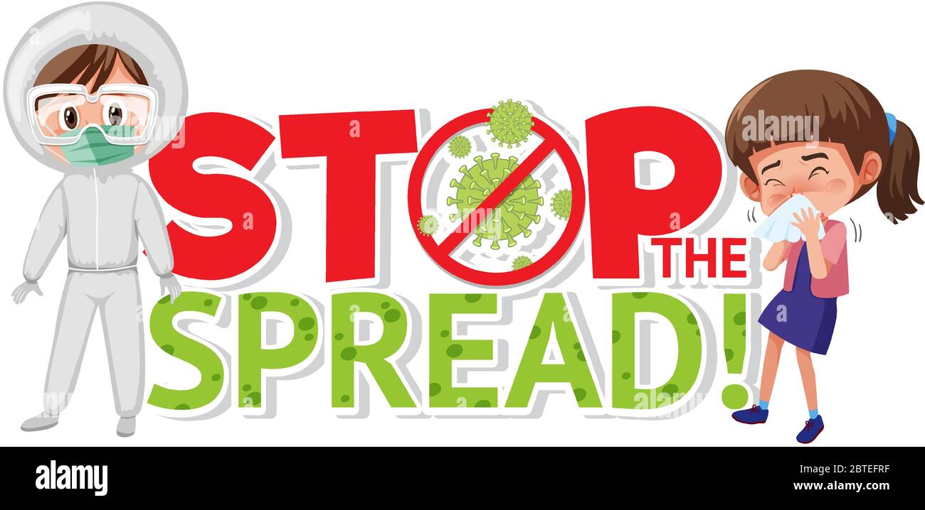 Coronavirus poster design with word stop the spread illustration Stock ...