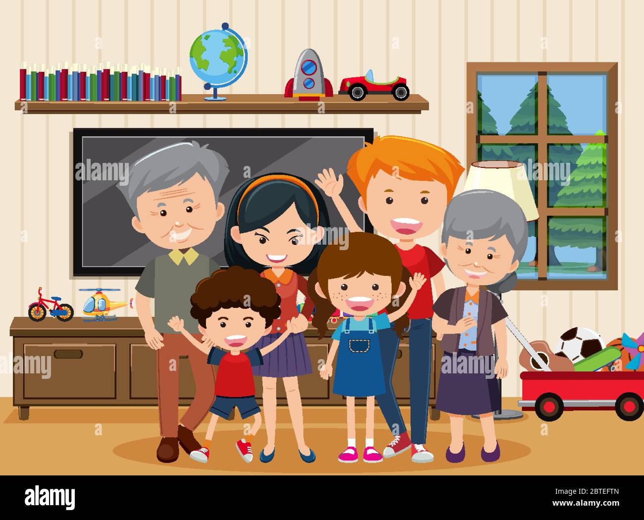 Happy family staying together at home illustration Stock Vector Image ...