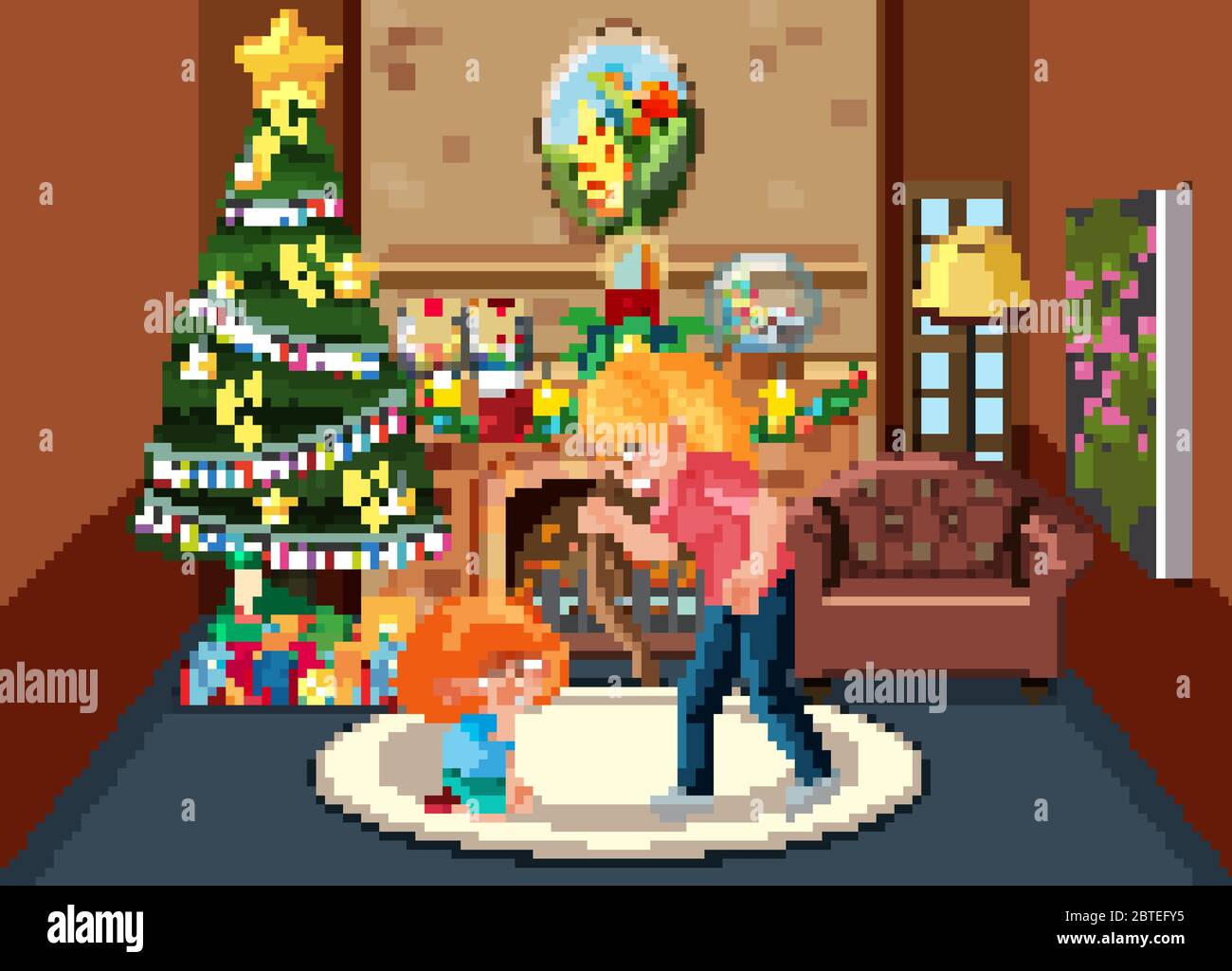 Background scene with mother scolding child at home illustration Stock ...