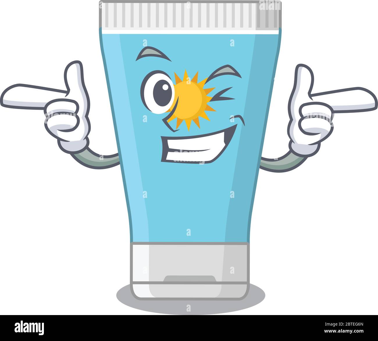 Cartoon design of sunblock cream showing funny face with wink eye ...