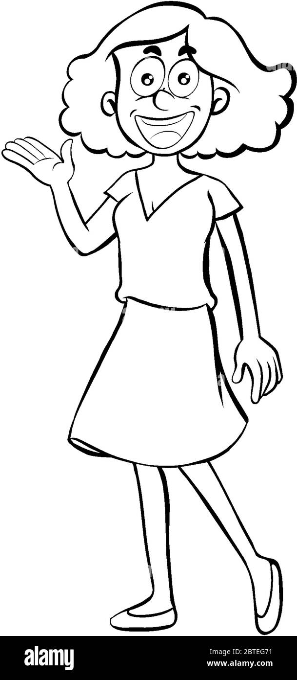 Doodle drawing of happy woman on white background illustration Stock ...